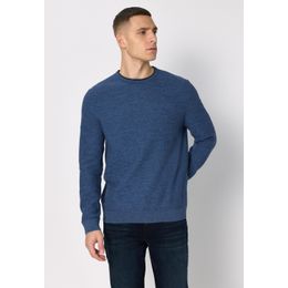 Strickpullover Street One MEN, Herren, Gr. L (42), authentic blau, Web, 80% Baumwolle, 20% Nylon, unifarben, normal normal, Rundhals, Rippb&uuml;ndchen, Pullover Strickpullover, Feinstrick