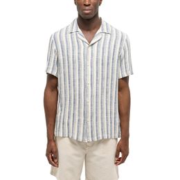 Kurzarmhemd Mustang "Herren Style Layton", Herren, Gr. L, US-Gr&ouml;&szlig;en, bunt 12904, Web, 70% Viskose, 30% Leinen, gestreift, relaxed fit, Hemden