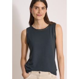 Tanktop Cecil, Damen, Gr. L (42), grau (palm breeze gr&uuml;n), Stoff, 90% Viskose, 6% Polyester, 4% Elasthan, unifarben, normal normal, U-Boot-Ausschnitt, abgesteppt, Tops Tanktop, mit U-Boot-Ausschnitt