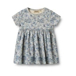 Shirtkleid Wheat "Wheat Jerseykleid S/S Nova", M&auml;dchen, Gr. 80, blau summer flowers, 100% Baumwolle, normal, Rundhals, Kleider Shirtkleid