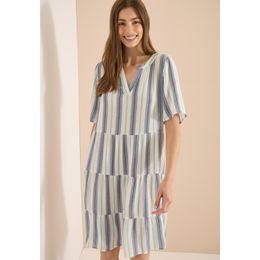 Sommerkleid Cecil, Damen, Gr. L (42), US-Gr&ouml;&szlig;en, vanillewei&szlig;, Stoff, 100% Viskose, gestreift, comfort fit normal, V-Ausschnitt, normaler Saum, Kleider Sommerkleid, im Streifendesign