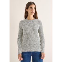 Strickpullover Cecil, Damen, Gr. L (42), grau (urban dunkelblau), Grobstrick, 70% Baumwolle, 30% Polyester, mehrfarbig, normal normal, V-Ausschnitt, B&uuml;ndchen, Pullover Strickpullover, aus reiner Baumwolle