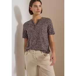 T-Shirt Cecil, Damen, Gr. XL (44), braun cacao, Web, 100% Baumwolle, gepflegt, normal normal, Rundhals, abgesteppt, Shirts T-Shirt, aus reiner Baumwolle