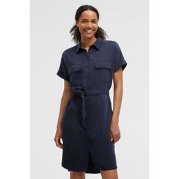 Sommerkleid SENSES.THE LABEL, Damen, Gr. XL, US-Gr&ouml;&szlig;en, night navy, Web, Material: 100% Lyocell, unifarben, regular fit normal, hoch geschlossener Ausschnitt, angeschnitten normaler Saum, Kleider Sommerkleid, mit Bindeg&uuml;rtel