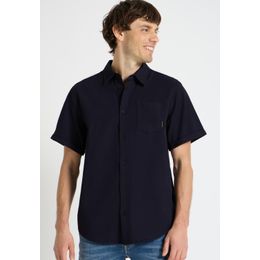 Kurzarmhemd Street One MEN, Herren, Gr. L (42), US-Gr&ouml;&szlig;en, schwarz ink blau, Web, 100% Baumwolle, unifarben, regular fit normal, V-Ausschnitt, B&uuml;ndchen, Hemden, aus reiner Baumwolle