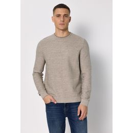 Strickpullover Street One MEN, Herren, Gr. L (42), granite beige, Web, 80% Baumwolle, 20% Nylon, unifarben, normal normal, Rundhals, Rippb&uuml;ndchen, Pullover Strickpullover, Feinstrick