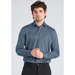 Businesshemd LINDBERGH "Business-Casual-Hemd Modern Fit", Herren, Gr. L, Normalgr&ouml;&szlig;en, blau (mid blau mel), Obermaterial: 100% Baumwolle, Hemden