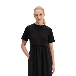Marc O'Polo Jerseykleid MARC O'POLO "aus Material-Mix", Damen, Gr. L, Normalgr&ouml;&szlig;en, schwarz, Obermaterial: 100% Baumwolle, unifarben, regular fit wadenlang, Rundhals, normaler Saum, Kleider Jerseykleid