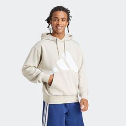 Kapuzensweatshirt adidas Sportswear "M BL FL HD", Herren, Gr. L, grau (wonder alumina, wei&szlig;), Obermaterial: 55% Baumwolle, 36% Polyester, 9% Viskose, angesetztes B&uuml;ndchen, Sweatshirts, ohne Verschluss, mit Rippb&uuml;ndchen