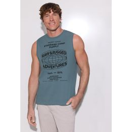 Tanktop Street One MEN, Herren, Gr. L (42), lake blau, Web, 100% Baumwolle, bedruckt, normal normal, Rundhals, abgesteppt, Tops Tanktop, aus reiner Baumwolle