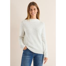 Strickpullover Cecil, Damen, Gr. L (42), vanillewei&szlig;, Web, 48% Baumwolle, 31% Nylon, 21% Polyester, unifarben, comfort fit normal, Rundhals, B&uuml;ndchen, Pullover Strickpullover, im soften Baumwoll-Mix