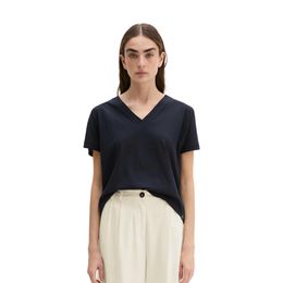Marc O'Polo T-Shirt MARC O'POLO "aus leichtem Single Jersey", Damen, Gr. L, schwarz navy, Obermaterial: 100% Baumwolle, unifarben, Basic, regular fit, V-Ausschnitt, Shirts T-Shirt