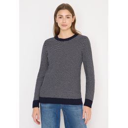 Strickpullover Cecil, Damen, Gr. L (42), urban dunkelblau, Web, 50% Polyacryl, 50% Baumwolle, gemustert, normal normal, Rundhals, Rippb&uuml;ndchen, Pullover Strickpullover, mit Rundhalsausschnitt
