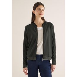 Sweatjacke Cecil, Damen, Gr. L (42), raw khaki, Sweatware, 67% Polyester, 30% Viskose, 3% Elasthan, unifarben, comfort fit normal, Rundhals, Rippb&uuml;ndchen, Sweatjacken Sweatjacke, Rundhalsausschnitt