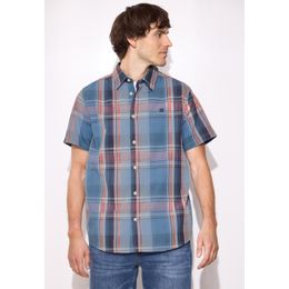 Karohemd Street One MEN, Herren, Gr. L (42), US-Gr&ouml;&szlig;en, blau (beach blau), Web, 100% Baumwolle, kariert, normal normal, V-Ausschnitt, abgesteppt, Hemden Karohemd, aus reiner Baumwolle