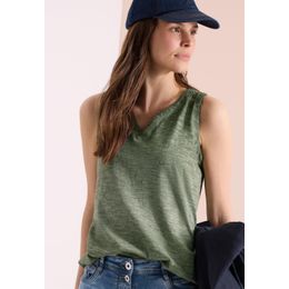 Shirttop Cecil, Damen, Gr. XL (44), gr&uuml;n (khaki), Web, 100% Baumwolle, meliert, comfort fit normal, Rundhals, abgesteppt, Tops Shirttop, aus reiner Baumwolle