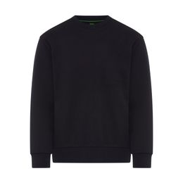 Sweatshirt BOSS Green, Herren, Gr. L, schwarz (dunkelblau402), Sweatware, Obermaterial: 88% Baumwolle, 12% Polyester, unifarben, relaxed fit normal, Rundhals, B&uuml;ndchen, Sweatshirts Sweatshirt, Rundhalsausschnitt, Relaxed Fit, Logo-Badge