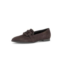 Slipper Gabor, Damen, Gr. 39, mocca, Veloursleder, Schuhe Slipper, Blockabsatz, Pumps, Businessschuh mit eleganter Zierspange, G-Weite