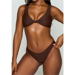 Bikini-Hose MODA MINX "SIMPLE SWIM FIXED BRAZILIAN BIKINI BOTTOM", Damen, Gr. L, EURO-Gr&ouml;&szlig;en, braun, 82% Polyamid, 18% Elasthan, unifarben, Badehosen Bikini-Hose, in zeitlosem Design
