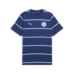 T-Shirt Puma "Manchester City ftblCulture T-Shirt mit Print Herren", Herren, Gr. L, blau jewel dewdrop, Obermaterial: 100% Baumwolle. Rippe: 75% Baumwolle, 25% Polyester, regular fit, Rundhals, Shirts T-Shirt