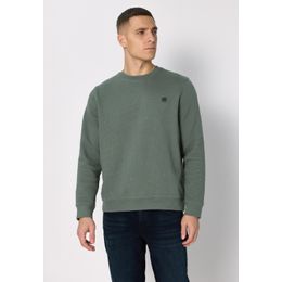 Sweatshirt Street One MEN, Herren, Gr. XL (44), timeless gr&uuml;n, Sweatware, 95% Baumwolle, 5% Elasthan, unifarben, normal, Rundhals, elastischer Bund, Sweatshirts Sweatshirt, mit 3D Struktur