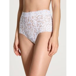 High-Waist-Slip Calida "Natural Comfort Lace", Damen, Gr. L (48/50), wei&szlig;, Spitze, Obermaterial: 86% Polyamid, 14% Elasthan, unifarben, normal, Unterhosen, weiche, verspielte Spitze, elastisch, extrabreiter Bund, bequem