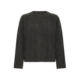 Strickpullover Fransa "Strickpullover FRNOAH", Damen, Gr. L, grau (charcoal melange), Obermaterial: 40% Nylon NY. 35% Polyacryl PAN. 20% Wolle mw. 5% Elasthan EL., Pullover Strickpullover