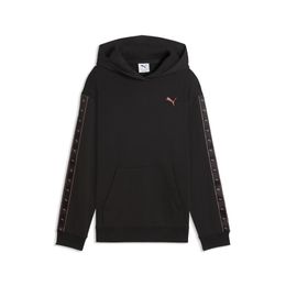 Hoodie Puma "Essentials Tape Relaxed Hoodie M&auml;dchen", M&auml;dchen, Gr. 128, schwarz tape, Obermaterial: 32% Polyester, 68% Baumwolle. Kapuzenfutter: 100% Baumwolle. Rippe: 3% Elasthan, 97% Baumwolle, relaxed fit, Sweatshirts Hoodie