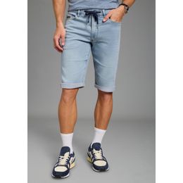 Jogg-Jeansbermudas Kangaroos, Herren, Gr. 29, L&auml;nge 32, light blau used, Denim/Jeans, Obermaterial: 65% Baumwolle, 33% Polyester, 2% Elasthan, unifarben, regular fit kniefrei, Jeans, Regular Fit, gerade geschnittenes Bein