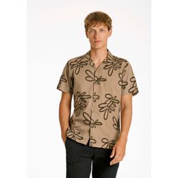 Flanellhemd LINDBERGH "Freizeithemd Regular Fit", Herren, Gr. L, Normalgr&ouml;&szlig;en, beige (stone), Obermaterial: 100% Baumwolle, Hemden
