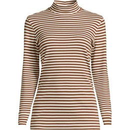 LANDS' END Baumwoll-Stehkragenshirt, Damen, size: regular, Braun, Baumwolle, by Lands' End