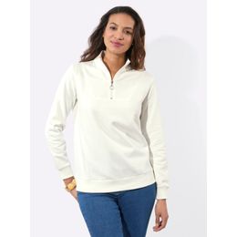 WITT Damen Sweatshirt mit Troyerkragen, ecru, Gr&ouml;&szlig;e 44
