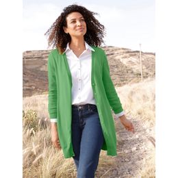 WITT Damen Longstrickjacke mit gerippten B&uuml;ndchen, apfel, Gr&ouml;&szlig;e 36