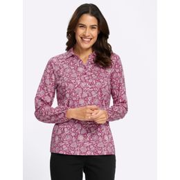 WITT Damen Poloshirt mit floralem Alloverprint, erika-bedruckt, Gr&ouml;&szlig;e 36
