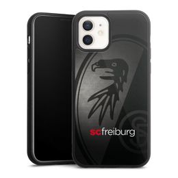 DeinDesign iPhone 12 Handy Gallery Case Handyh&uuml;lle 9H Geh&auml;rtetes Glas R&uuml;ckseite H&uuml;lle Official Licensed Product Sc Freiburg Metallic Look Gallery Case