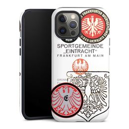 DeinDesign iPhone 12 Pro Max Handy Panzer Handyh&uuml;lle robuste Outdoor H&uuml;lle Schutzh&uuml;lle gl&auml;nzend Retro Eintracht Frankfurt Official Licensed Product Tough Case