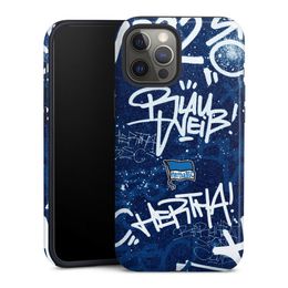 DeinDesign iPhone 12 Pro Max Handy Panzer Handyh&uuml;lle robuste Outdoor H&uuml;lle Schutzh&uuml;lle gl&auml;nzend Official Licensed Product Hertha Bsc Graffiti Tough Case