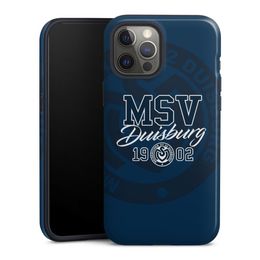 DeinDesign iPhone 12 Pro Max Handy Panzer Handyh&uuml;lle robuste Outdoor H&uuml;lle Schutzh&uuml;lle gl&auml;nzend Soccer Merchandise Msv Duisburg Tough Case