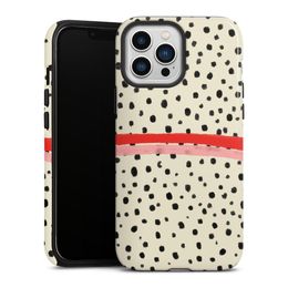DeinDesign iPhone 13 Pro Max Handy Panzer Handyh&uuml;lle robuste Outdoor H&uuml;lle Schutzh&uuml;lle gl&auml;nzend Stripes Points Kunst Tough Case