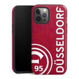 DeinDesign iPhone 12 Pro Max Handy Panzer Handyh&uuml;lle robuste Outdoor H&uuml;lle Schutzh&uuml;lle gl&auml;nzend Lettering F95 Fortuna D&uuml;sseldorf Tough Case
