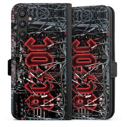 DeinDesign Galaxy A34 5G Handy Klapph&uuml;lle Handyh&uuml;lle aus Kunst Leder schwarz Flip Case Merchandise Acdc Official Licensed Product Sideflip mit Lasche