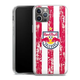 DeinDesign iPhone 12 Pro Max Handy Silikon H&uuml;lle Case transparent Handyh&uuml;lle Stripes Fc Red Bull Salzburg Official Licensed Product Silikon Case
