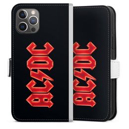 DeinDesign iPhone 12 Pro Handy Klapph&uuml;lle Handyh&uuml;lle aus Kunst Leder wei&szlig; Flip Case Official Licensed Product Acdc Logo Sideflip mit Lasche