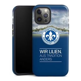 DeinDesign iPhone 12 Pro Max Handy Panzer Handyh&uuml;lle robuste Outdoor H&uuml;lle Schutzh&uuml;lle gl&auml;nzend Official Licensed Product Sv Darmstadt 98 Coat Of Arms Tough Case
