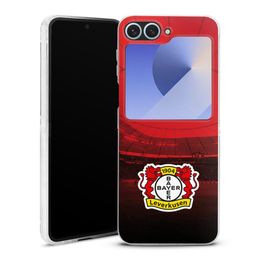 DeinDesign Galaxy Z Flip 6 Handy Hard Case Schutzh&uuml;lle transparent Smartphone Handy H&uuml;lle Bayer 04 Leverkusen Official Licensed Product Stadium Hard Case