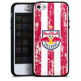 DeinDesign iPhone SE (2016-2019) Handy Silikon H&uuml;lle Case schwarz Handyh&uuml;lle Stripes Fc Red Bull Salzburg Official Licensed Product