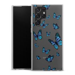 DeinDesign Galaxy S22 Ultra Handy Silikon H&uuml;lle Case transparent Handyh&uuml;lle Transparent Butterfly Muster Silikon Case