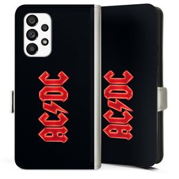 DeinDesign Galaxy A53 5G Handy Klapph&uuml;lle Handyh&uuml;lle aus Kunst Leder wei&szlig; Flip Case Official Licensed Product Acdc Logo Sideflip mit Lasche