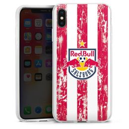 DeinDesign iPhone Xs Max Handy Silikon H&uuml;lle Case transparent Handyh&uuml;lle Stripes Fc Red Bull Salzburg Official Licensed Product Silikon Case