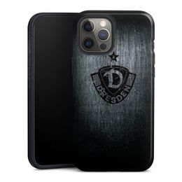 DeinDesign iPhone 12 Pro Max Handy Panzer Handyh&uuml;lle robuste Outdoor H&uuml;lle Schutzh&uuml;lle gl&auml;nzend Sg Dynamo Dresden Official Licensed Product Vintage Tough Case